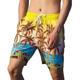 Generico Short de bain 3D color&eacute; pour homme &agrave; s&eacute;chage rapide avec doublure en maille, citronier, 3XL