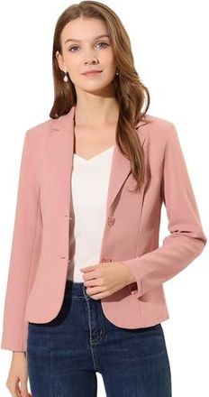 Allegra K Blazer Femme de Business &agrave; Col Revers Veste de Costume &agrave; Manches Longues Rose fonc&eacute; XXL