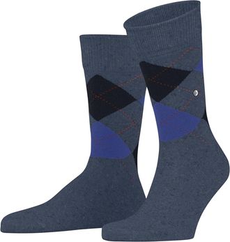 Burlington Herren Socken Dundee M So Wolle gemustert 1 Paar, Blau Denim Melange 6797, 40-46