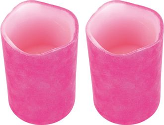 Heitronic 2 Stück Wachskerze rosa mit Flacker-LED Batteriebetrieb mit an/aus Schalter