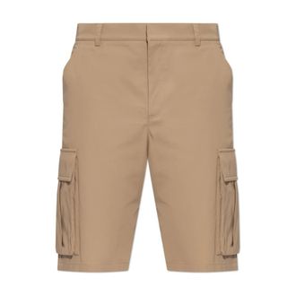 Balmain Homme, Shorts, Beige, Taille: XL Cotton Canvas Cargo Bermuda Shorts