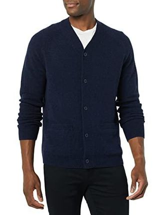 Amazon Essentials Cardigan À col en V en Laine dagneau avec Poches (Précédemment Goodthreads) Homme, Bleu Marine Foncé, XXL Taille Tall
