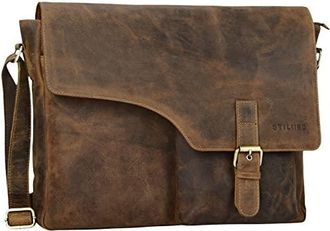 STILORD Valerian Vintage Sac daffaires en Cuir pour Hommes Serviette Cartable &Eacute;l&eacute;gant Grand Sac Bandouli&egrave;re Ordinateur Portable, Couleur:Marron Moyen