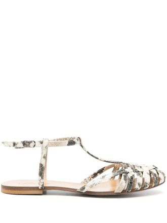 Anna F. ballerines &agrave; imprim&eacute; peau de python - Tons neutres