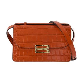 Victoria Beckham Womens Crocodile-Embossed Calfskin Crossbody Bag Orange
