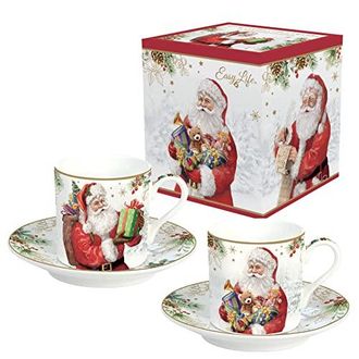 Easy Life COFFRET 2 TASSES A CAFE 7,5CL EN PORCELAINE SANTA IS COMING