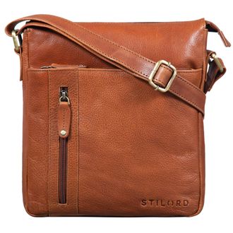 STILORD Brady Messenger Bag Leder Braun klein Umh&auml;ngetasche Schultertasche f&uuml;r iPad 10,1 Zoll Tabletttasche Echtes Leder Farbe:Texas - braun