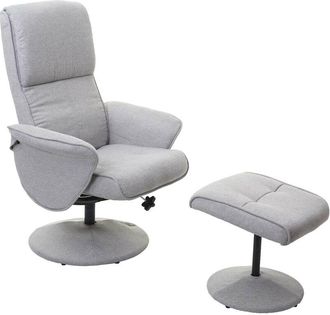 Hhg Neuwertig] Relaxsessel Stockholm, Fernsehsessel Relaxliege TV-Sessel mit Hocker Stoff/Textil, hellgrau