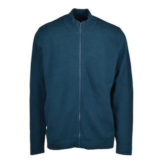 Blauer Strickjacke mit Rei&szlig;verschluss - - Knitwear - Herren - Blau - 2XL