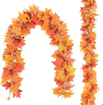 Generic 2 Stück Künstliche Ahornblatt Girlanden, Herbst Girlande zum Aufhängen, Ahornblätter Künstliche Autumn, Herbstdeko Dekoration Innen Outdoor Autumn Dec