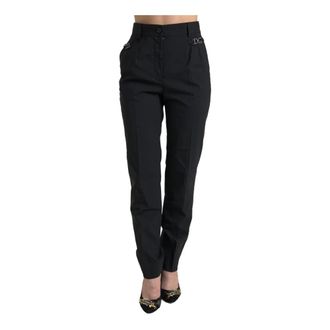 Dolce & Gabbana Premium Wool Tapered Pants - - Trousers - Damen - Schwarzk - XS