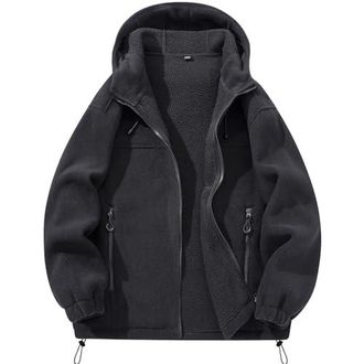 Generic Veste polaire pour homme avec fermeture éclair intégrale, légère et décontractée, veste dhiver chaude à capuche avec poches, fermeture éclair intégral