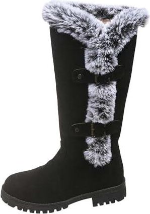 Generic Bottes de neige chaudes et antid&eacute;rapantes pour femme - &Eacute;l&eacute;gantes - Doublure en polaire - Talon bas et &eacute;pais - En daim synth&eacute;tique - Confortables - &Agrave; e
