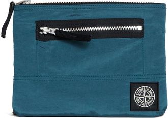 Stone Island Homme, Sacs, Bleu, Taille: ONE Size Logo Patch Zip Pouch