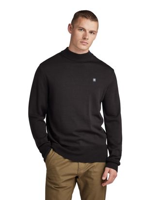 G-Star RAW Herren Premium Core Mock Knitted Pullover, Schwarz (dk Black D21932-B692-6484), S