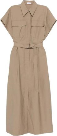Brunello Cucinelli Femme, Robes, Brun, Taille: 38 FR Robe Longue en Soie