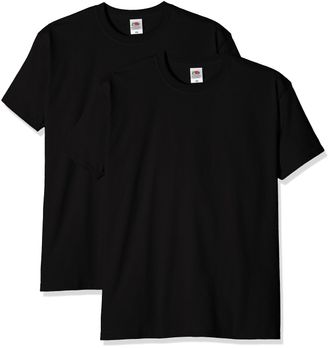 Fruit Of The Loom Herren T-Shirt Super Premium T, 2er Pack, Schwarz (Black), Large
