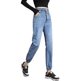Generic Cordon Cheville-Longueur L&acirc;che Surv&ecirc;tement Jean Femmes Couleur Unie Rayures Denim Pantalon Tout Match &Eacute;lastique Denim Pantalon