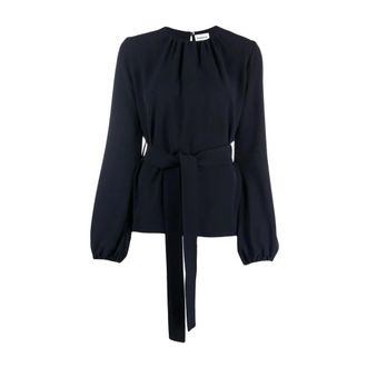 P.A.R.O.S.H. Bluse mit geraffter Bindeg&uuml;rtel - - Blouses & Shirts - Damen - Blau - L