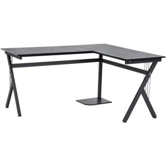HOMCOM Homcom - Bureau dangle informatique design contemporain 155L x 130l x 76H cm mdf acier noir