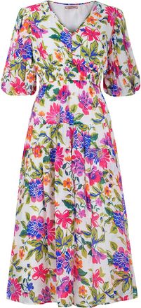 Joe Browns Damen Vibrant Floral Wide Sleeve Dress Kleid, weiß, 42