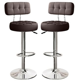 Generic Drehbare, H&ouml;henverstellbare Barhocker (2Er-Set), Gepolstert mit Pu-Leder und R&uuml;ckenlehne, Stabile Metallbeine, 60-80 cm Hoch, Ideal f&uuml;r K&uuml;cheninseln u