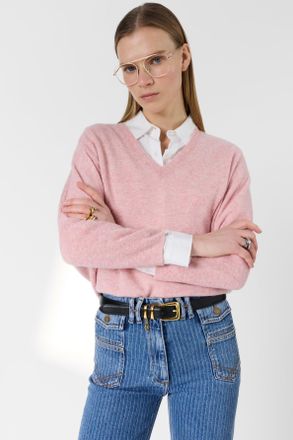 Gerard Darel Pull ample &agrave; col V en cachemire - LENAE - Rose