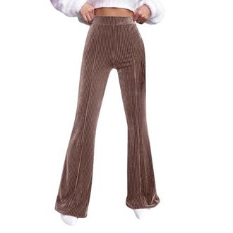 Generic Pantalon dhiver en velours pour femme avec taille &eacute;lastique, pyjama ray&eacute; pour femme, pantalon en satin, kaki, XL
