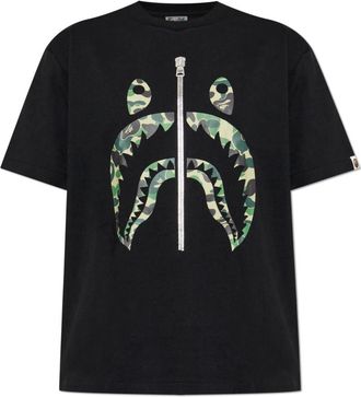 A Bathing Ape A Bathing Ape, Homme, Tops, Noir, Taille: L Shark Zipper Print T-Shirt