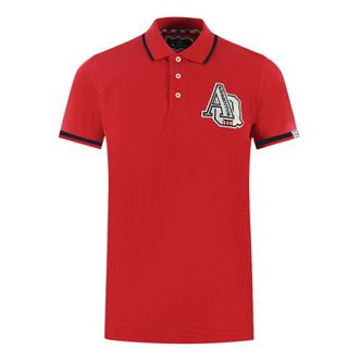 Aquascutum AQ 1851 besticktes rotes Poloshirt mit Spitze
