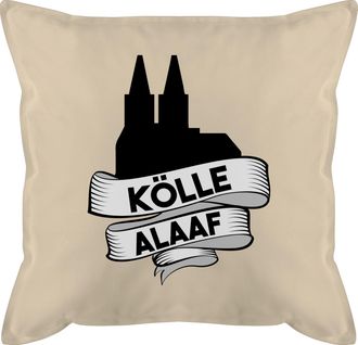 Shirtracer Kissen 50x50 - Karneval & Fasching - Kölle Alaaf Kölner Dom - Köln Helau Jecken Jeck - 50 x 50 cm - Beige Natur - karnevalskissen Fasching- kölsch Kar