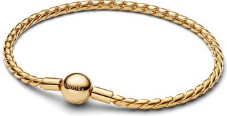 Pandora Moments Runder Verschluss Flügel-Kettenarmband aus Sterling Silber mit 14K vergoldeter Metalllegierung, Kompatibel Moments, Größe: 16cm, 564028C00-16