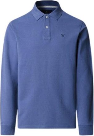 Hackett Polo manches longues en piqu&eacute; coupe ajust&eacute;e - Homme - Tops - Bleu - Taille: S