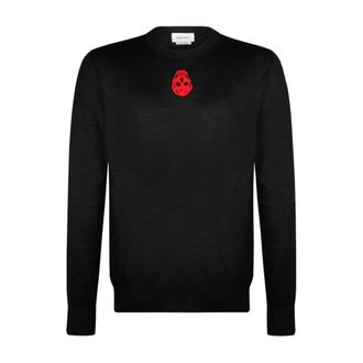 Alexander McQueen Schwarzer Skull Logo Jumper Pullover - - Knitwear - Herren - Schwarzk - S