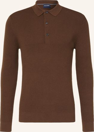 Olymp Strick-Poloshirt braun