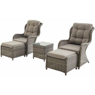 Sweeek 2er Set Sesseln Polyrattan und Aluminium - Barletta Grau / Beige