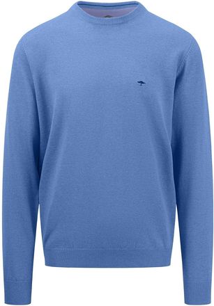 Fynch-Hatton Herren Pulover-Feinstrick Superfine Baumwolle mit Rundhalsausschnitt, Crystal Blue, L