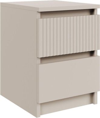 Selsey Selsey Sandia - Nachttisch mit zwei Schubladen und geriffelter Front, 30 cm, Kaschmirgrau