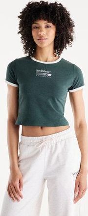 New Balance Damen Trackside Ringer T-Shirt in Gr&uuml;n, Baumwolljersey, Gr&ouml;&szlig;e XL