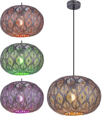 Globo Lighting Smart H&auml;ngeleuchte orientalisch H&auml;ngelampe App Steuerung Pendelleuchte dimmbar, Metall, RGB LED 8,5W 806Lm warmwei&szlig;, DxH 30x120 cm