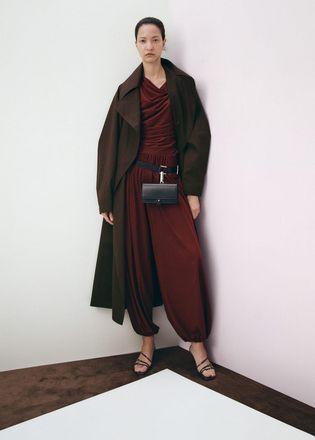 Mango Pantalon bouffant &agrave; taille mi-haute rouge-orang&eacute; - Femme - XS - MANGO