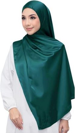 Lina & Lily Maxi Foulard Hijab Femme Musulmane en Satin (Vert Pin)