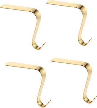 PartyKindom 4 Stück Weihnachtsstrumpfhalter Kaminhaken aus Stabile Goldene Aufhänger für Weihnachtsdekoration Einfach zu Befestigen für Kamin und Weihnachtsfeier