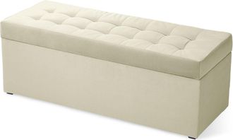 MG Design Polsterhocker 45 x 120 cm Beige mit Stauraum (ca. 140 L), bis 300 kg belastbar, ohne Montage & leicht zu reinigen, angenehm matt mit feiner Struktur -