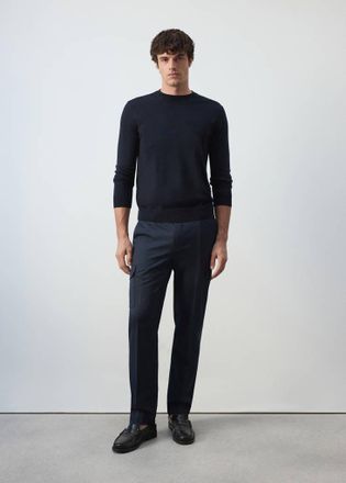 Mango Regular-Fit-Cargohose aus Wollmischgewebe marineblau - Herren - 40 - MANGO MAN