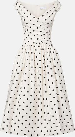 Self Portrait Robe midi en coton &agrave; encolure bardot