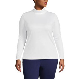 Lands End Rollkragenshirt aus Supima, Damen, Gr&ouml;&szlig;e:56-58 plus, Wei&szlig;, Baumwolle, by Lands End