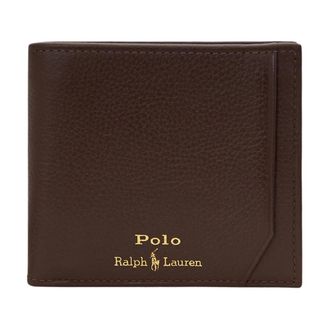 Ralph Lauren Homme, Accessoires, Brun, Taille: ONE Size Portefeuille &agrave; deux volets en cuir grain&eacute;
