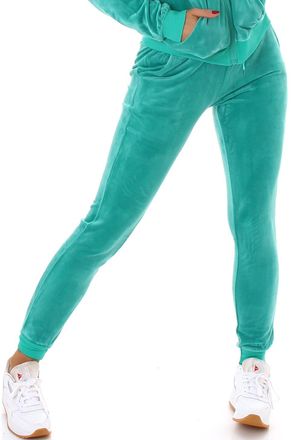 Jela London Damen Nicki Jogginghose Samt Velour Homewear, Jadegr&uuml;n 38 40 (L)
