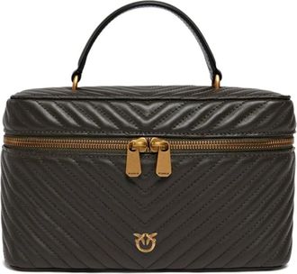 Pinko Pinko, Femme, Sacs, Vert, Taille: ONE Size Trousse de Toilette Matelass&eacute;e &agrave; Double Fermeture &Eacute;clair